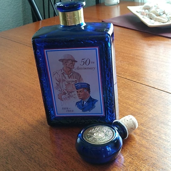 Accents | Vintage Cobolt Blue Liquor Bottle From 1969 | Poshmark